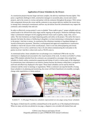 Utilizing Linear Planning and Scheduling for Project Control and Claims Avoidance | PDF