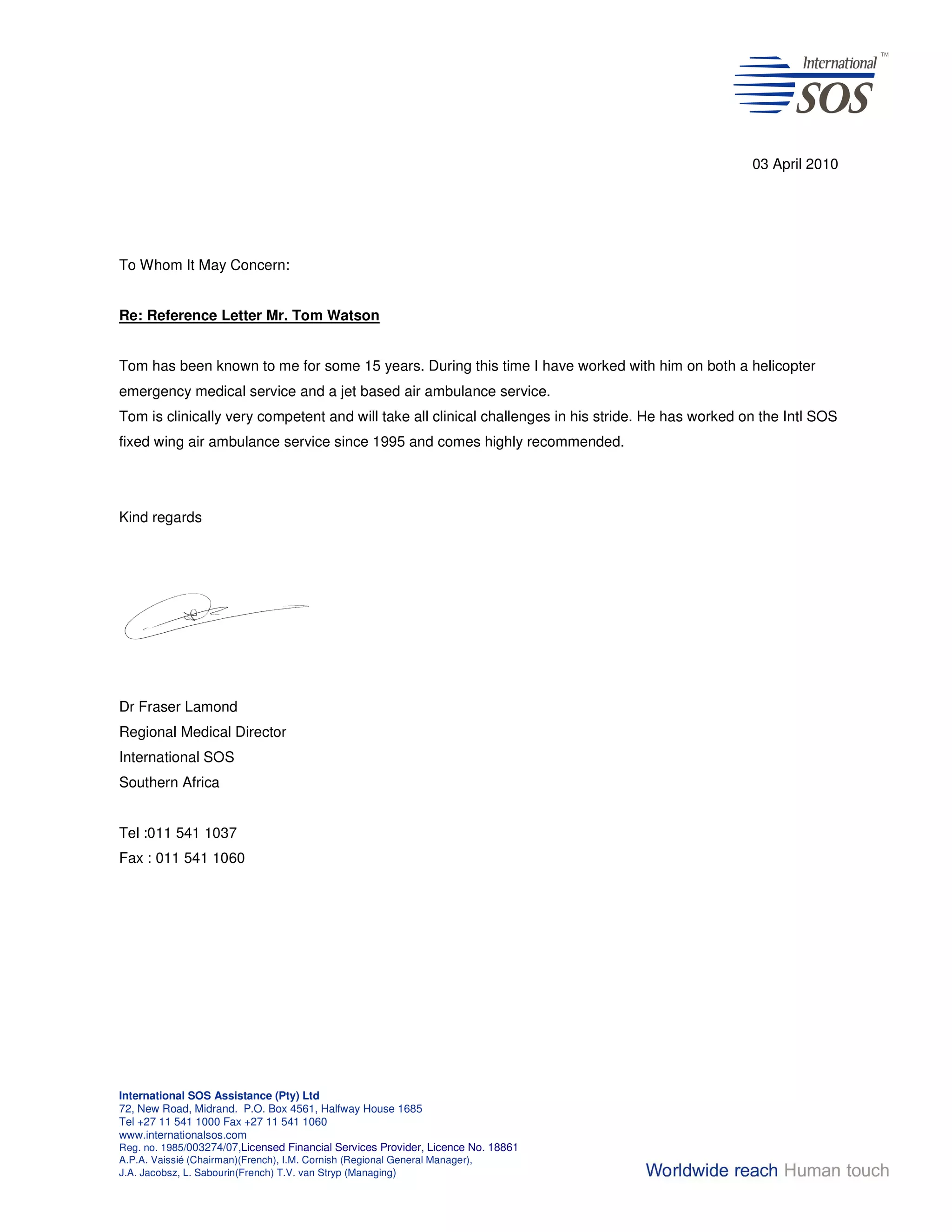 Refrence letter from Fraser | PDF