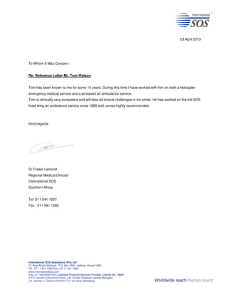 Refrence letter from Fraser | PDF
