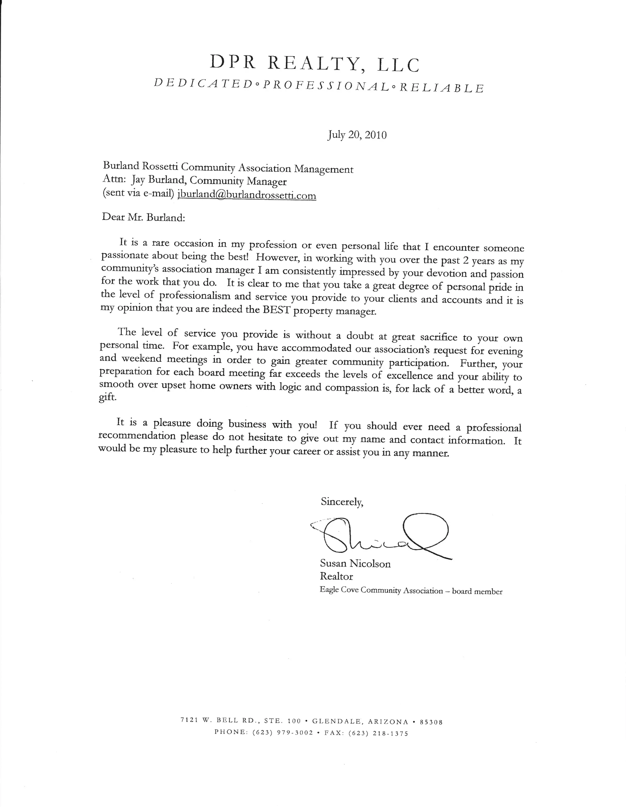 Property Management Letters of Recommendations | PDF