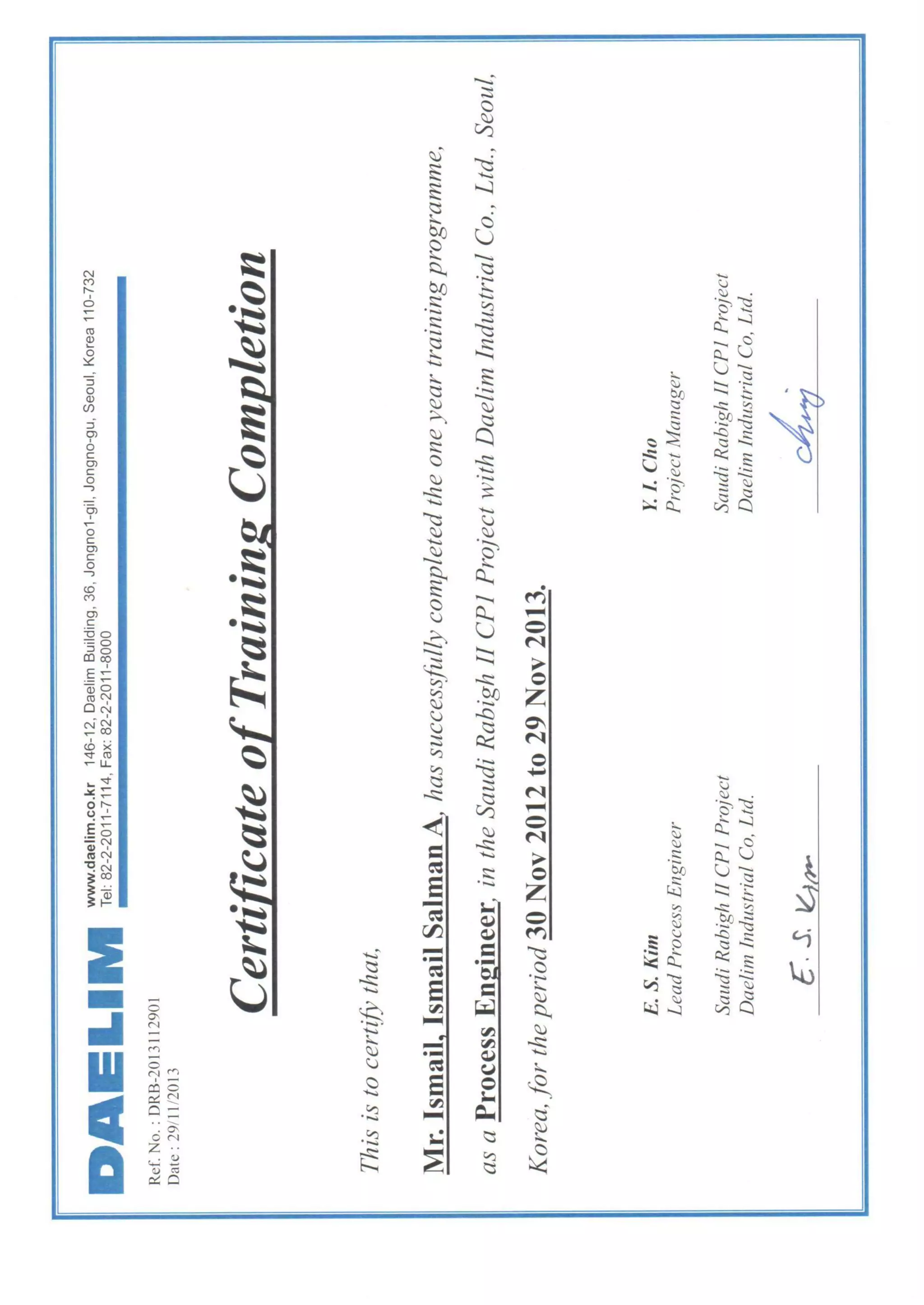 Training Certificate | PDF