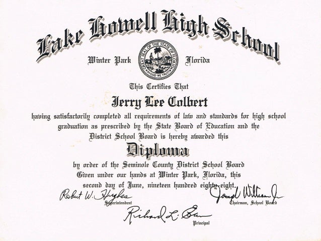 Document-Lake Howell High School Diploma Thu Jun 02 1988