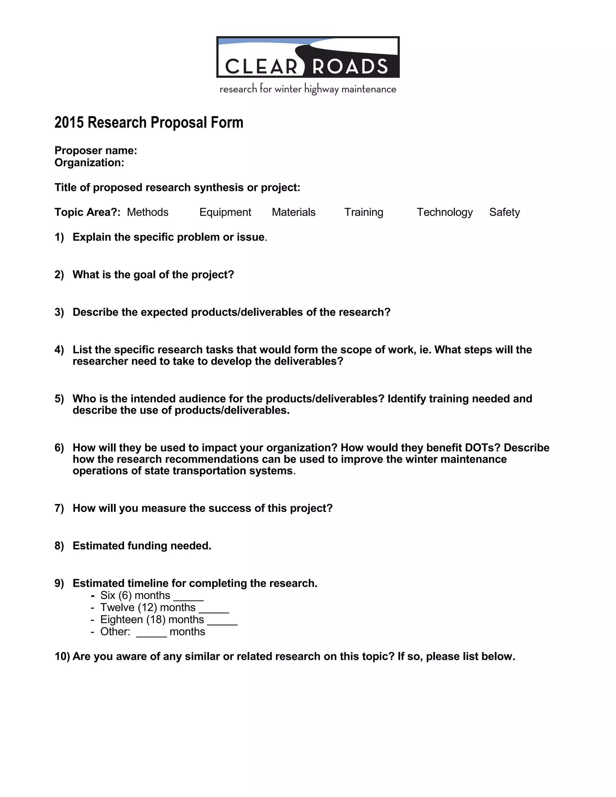 2015 Project Proposal Form | DOC
