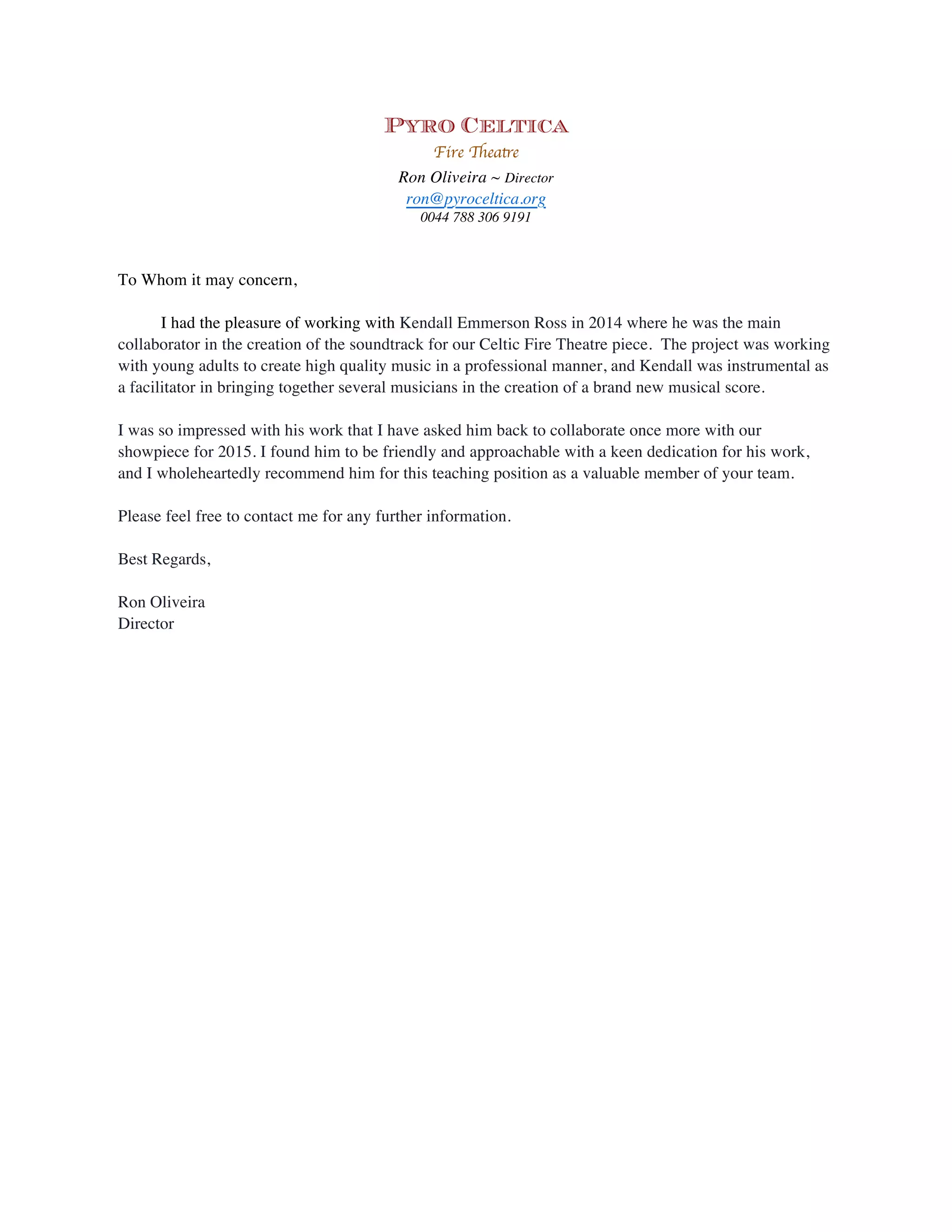 Letter of Recom: PCelt | PDF