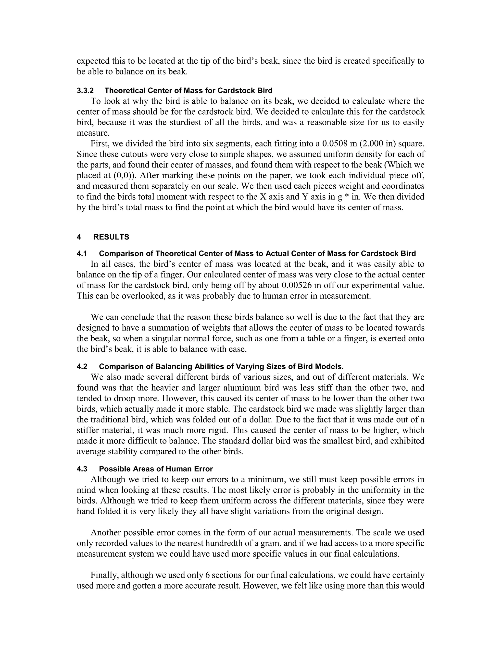 Observing the Center of Mass and Structural Analysis of Irregularly ...