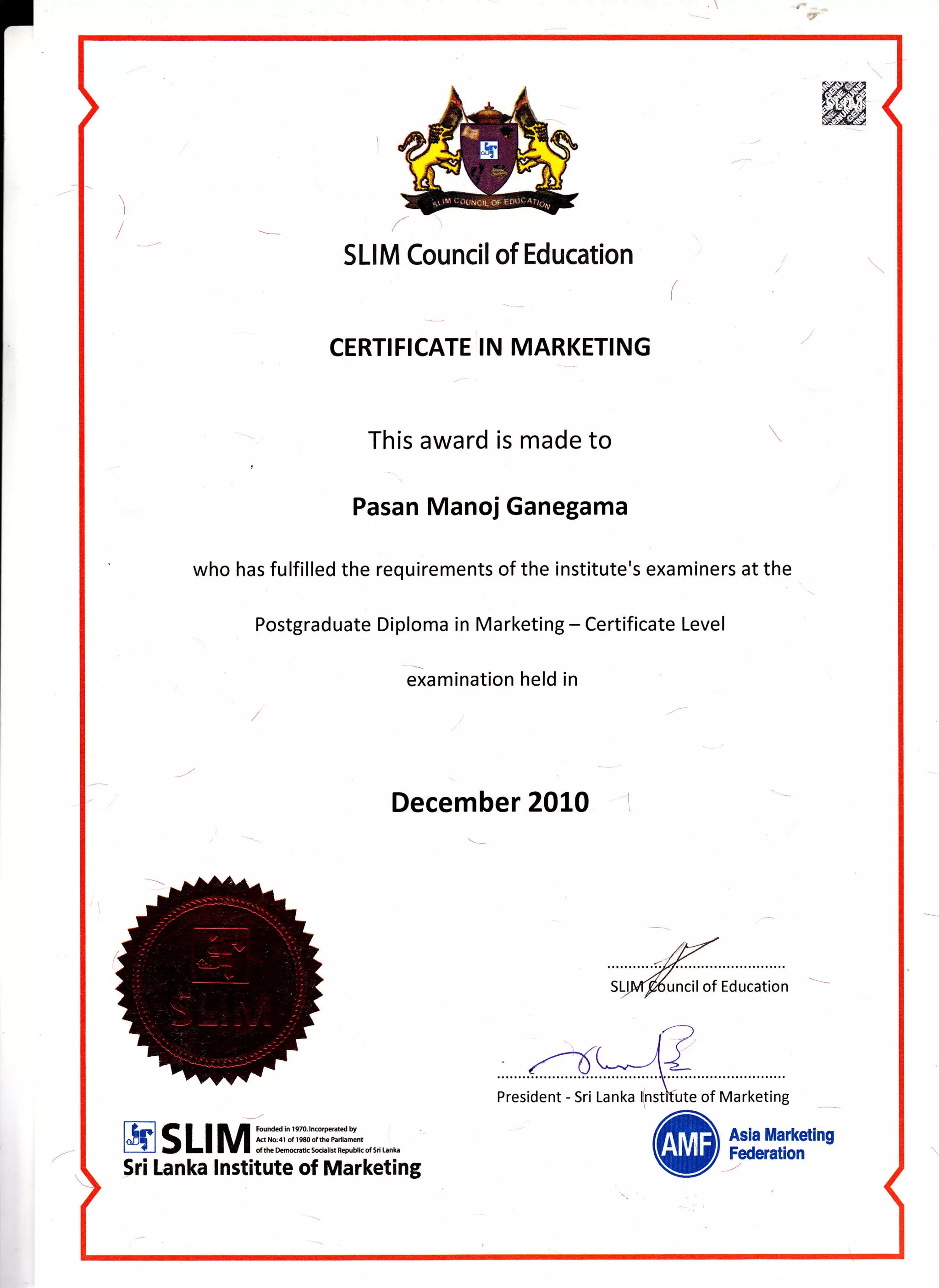 Certificate - SLIM | PDF