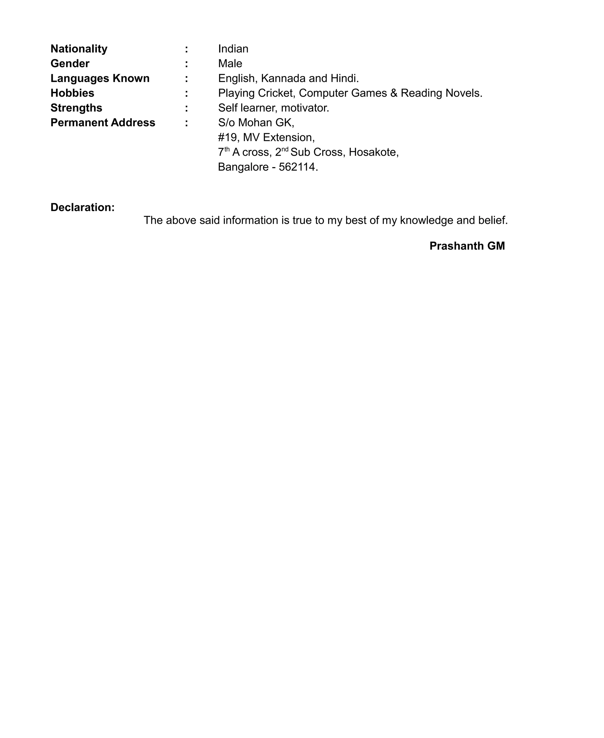 Prashanth RESUME | DOC | Technology & Computing