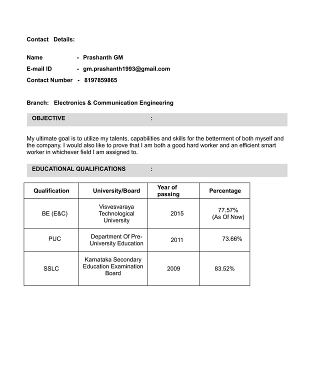 Prashanth RESUME | PDF