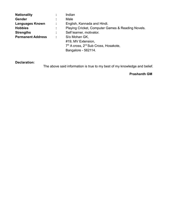 Prashanth RESUME | PDF