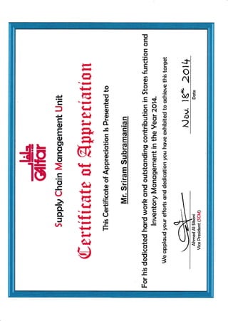 sriram certificate | PDF