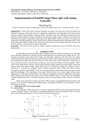 Implementation of Fan6982 Single Phase Apfc with Analog Controller | PDF | Dance and Electronic ...