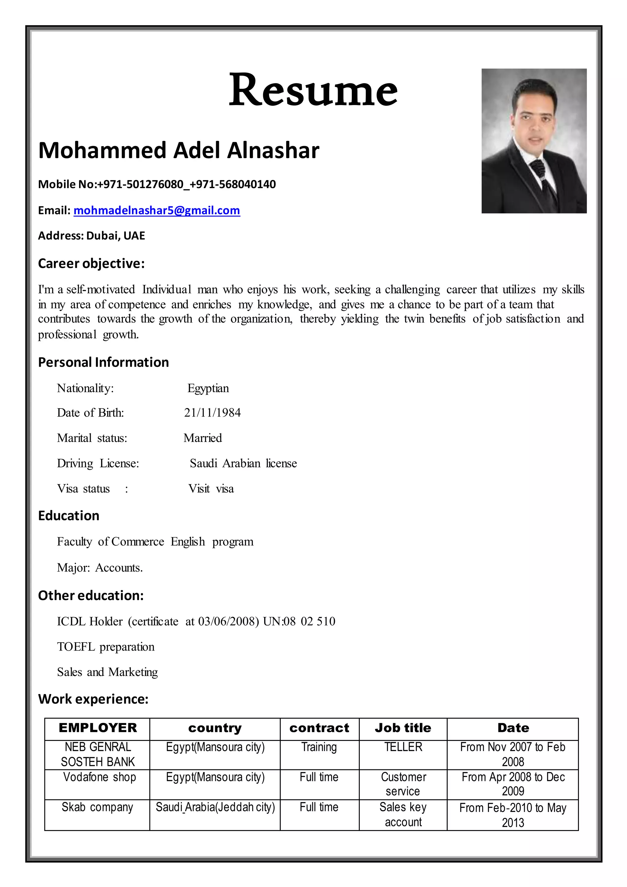 MOHAMED ADEL CV | PDF