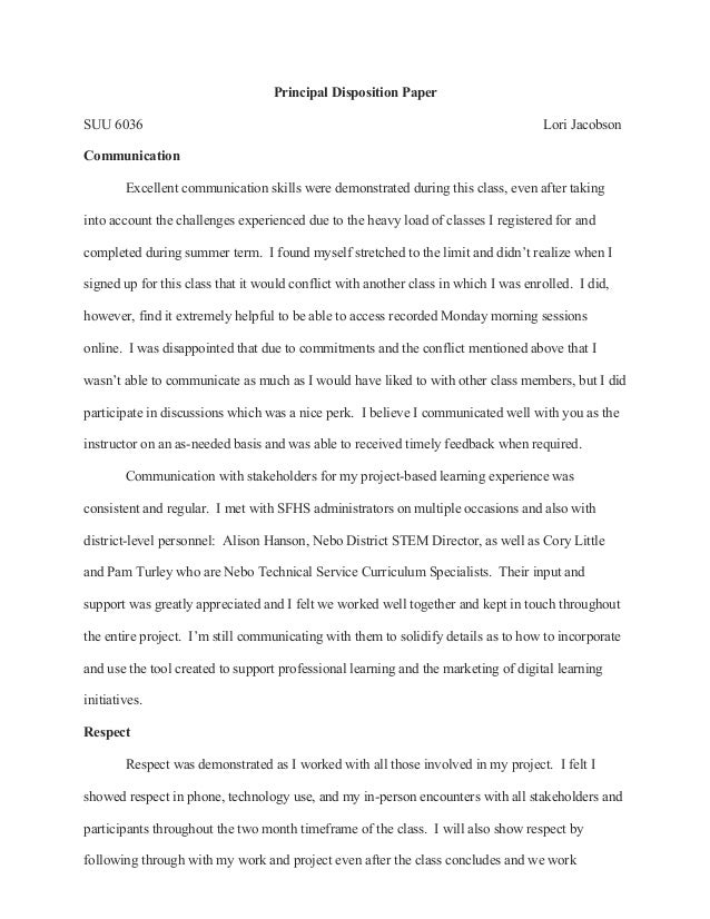 Principal Disposition Paper