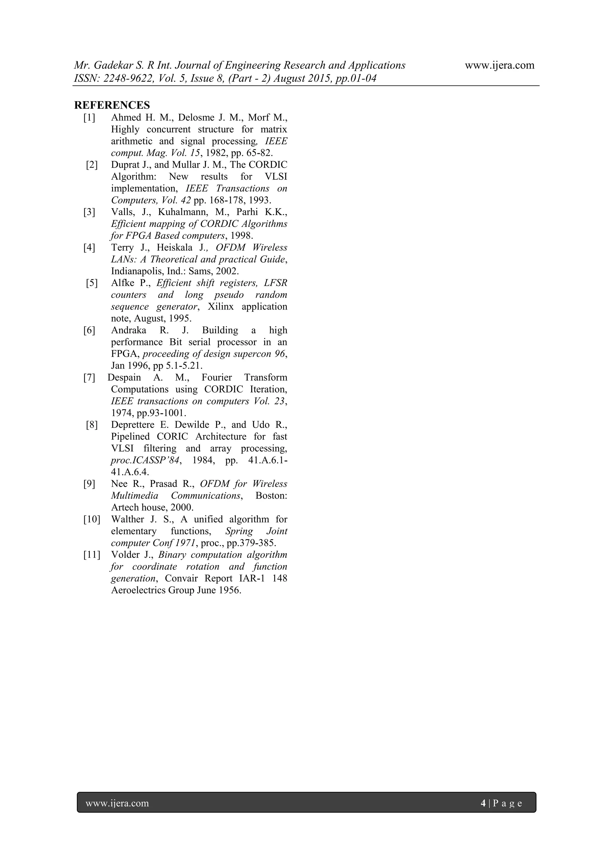 CORDIC Algorithm for WLAN | PDF