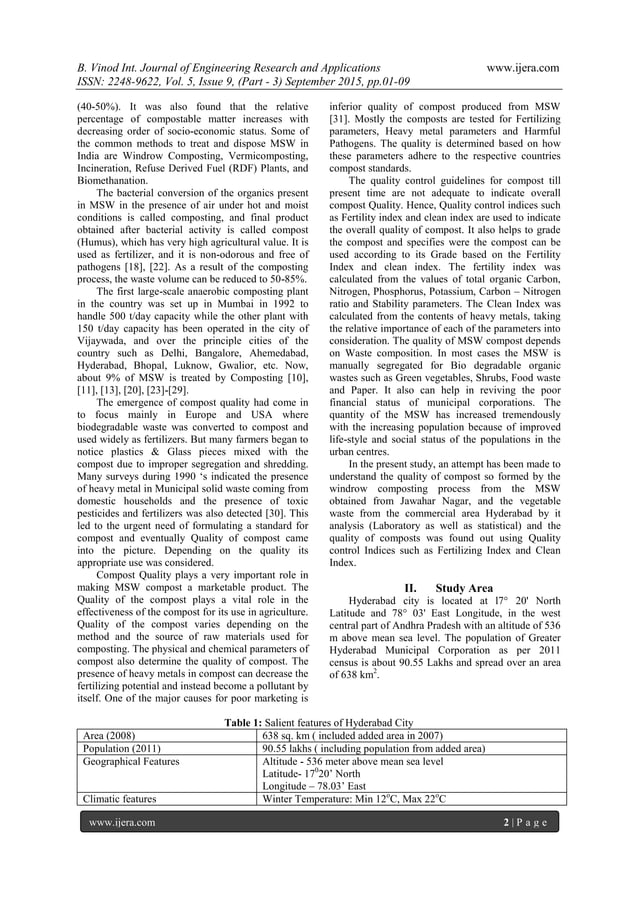 Compost Quality Assessment Of Greater Hyderabad Municipal Corporation ...