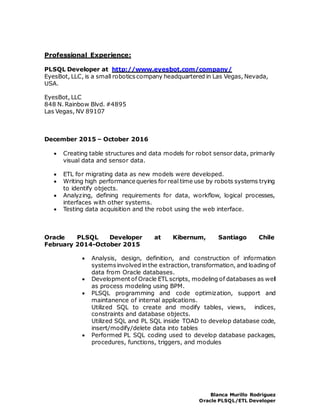 BLANCA KEOGH PLSQL Developer | DOCX