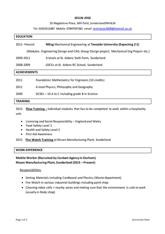 Jeslin Jose_Mech Engr | PDF