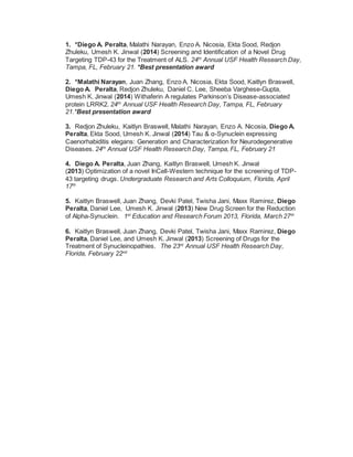 Diego A. Peralta Resume - 2016 | DOCX | Biological Sciences | Science