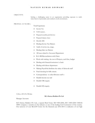 naveen resume | DOC | Business Accounting & Finance | Business