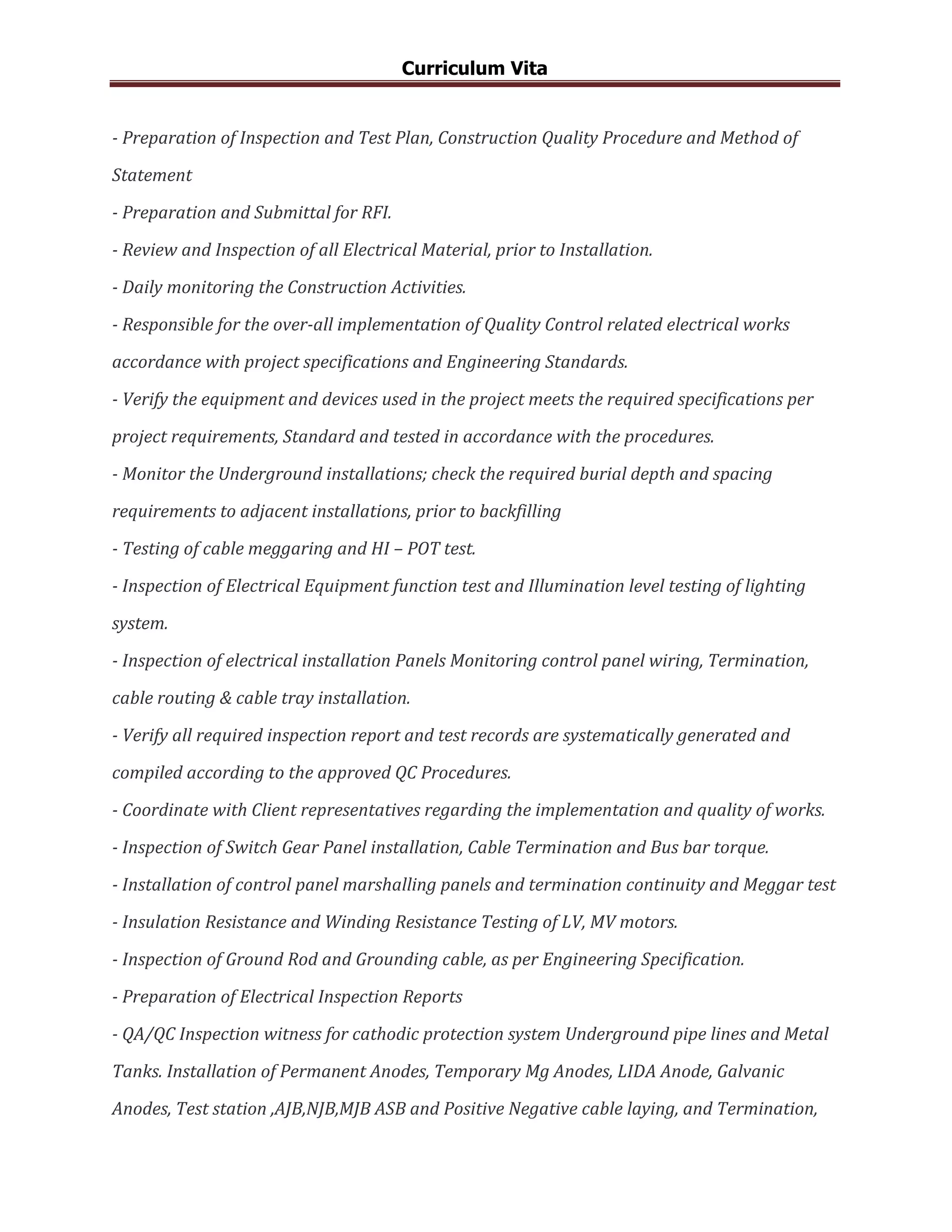 Inspector ,ElectroMechanical engineer resume rev.01