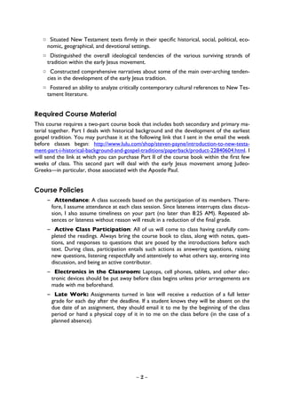 Syllabus for Introduction to NT | PDF