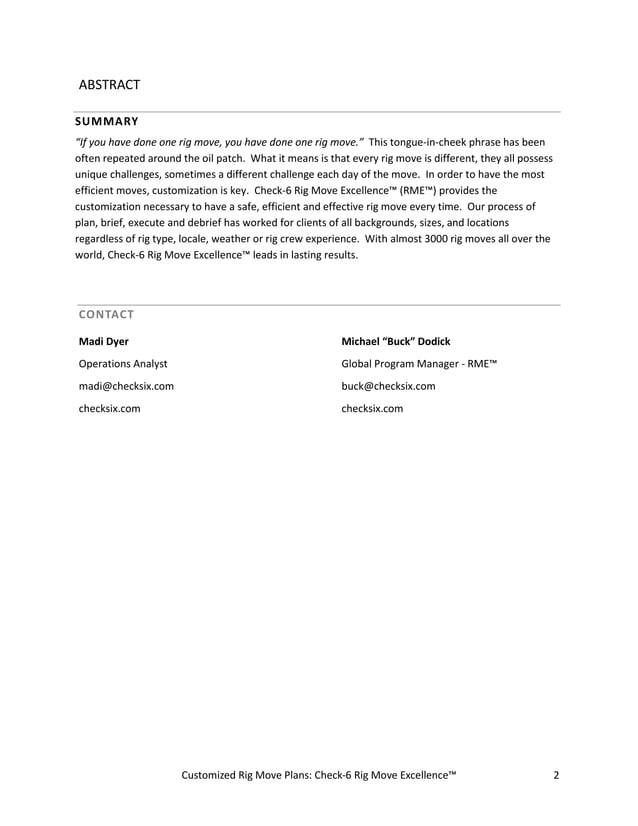C6 RME White Paper June 2016-Rig Move Customization v3 | PDF