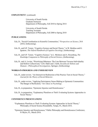 Eck, David - CV | PDF