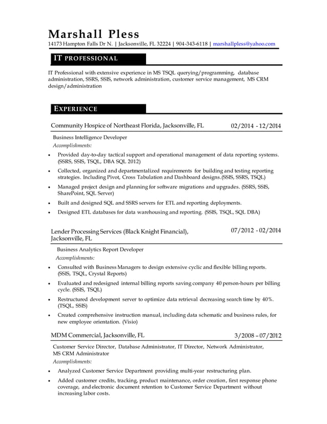 Marshall Pless Resume | DOCX
