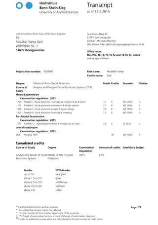 First semester transcript | PDF