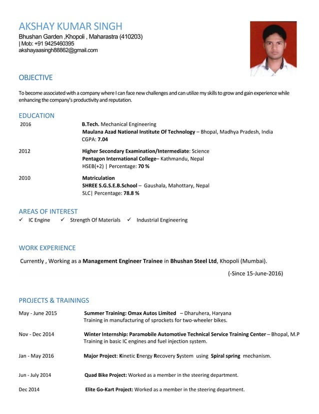 AKSHAY KUMAR SINGH CV PASS | PDF