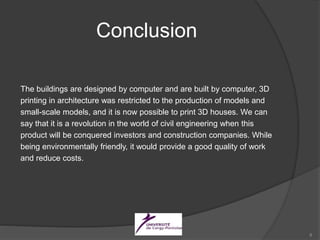 3D Printer in the civil engineering | PPTX