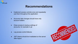 OWASP Top 10 Vulnerabilities - A5-Broken Access Control; A6-Security ...