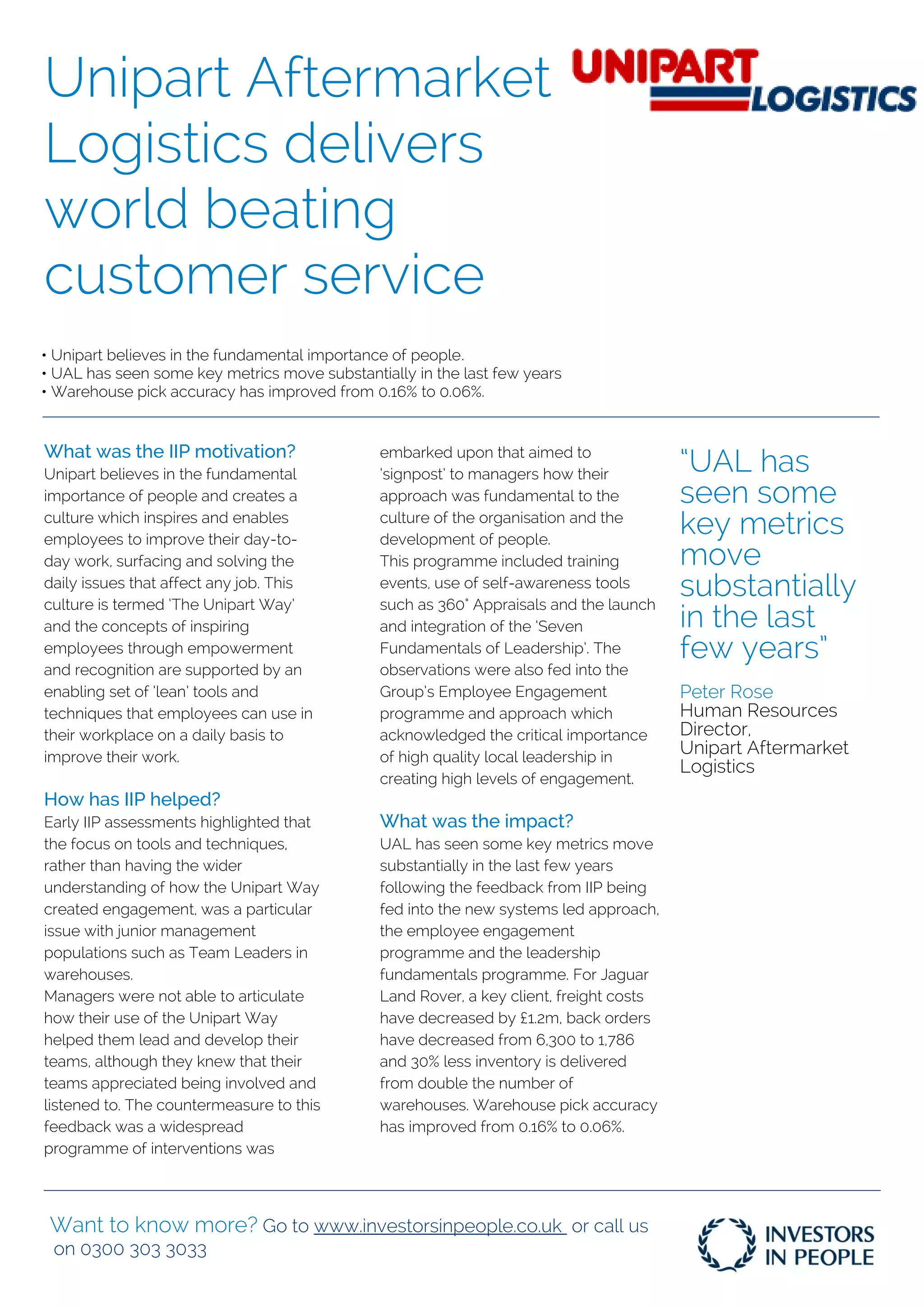 Unipart IiP Case Study | PDF