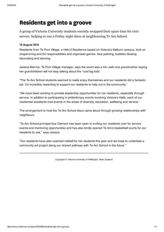 VUW news article TPV Te Aro Primary | PDF