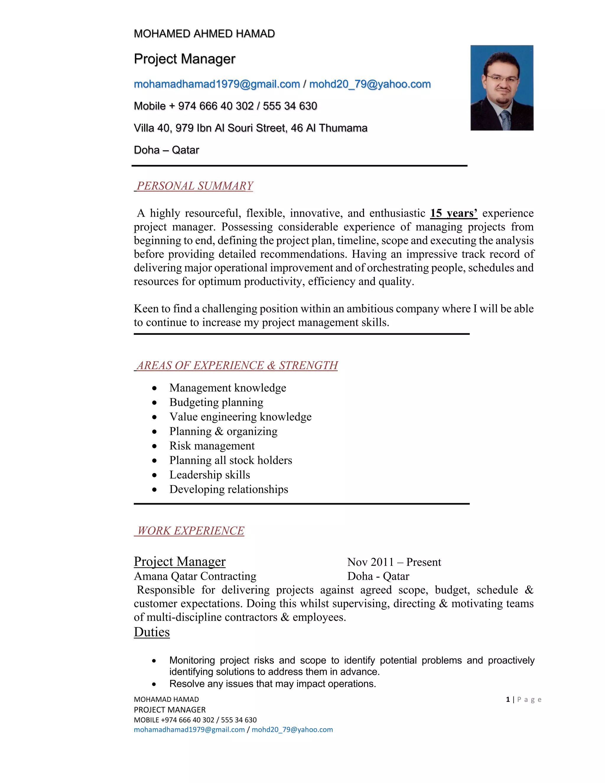 MOHAMED AHMED HAMAD | PDF | Civil Engineering Industry | Industries