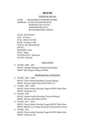 RESUME NASIR HUSSIN 2 NEW SEASON | DOC