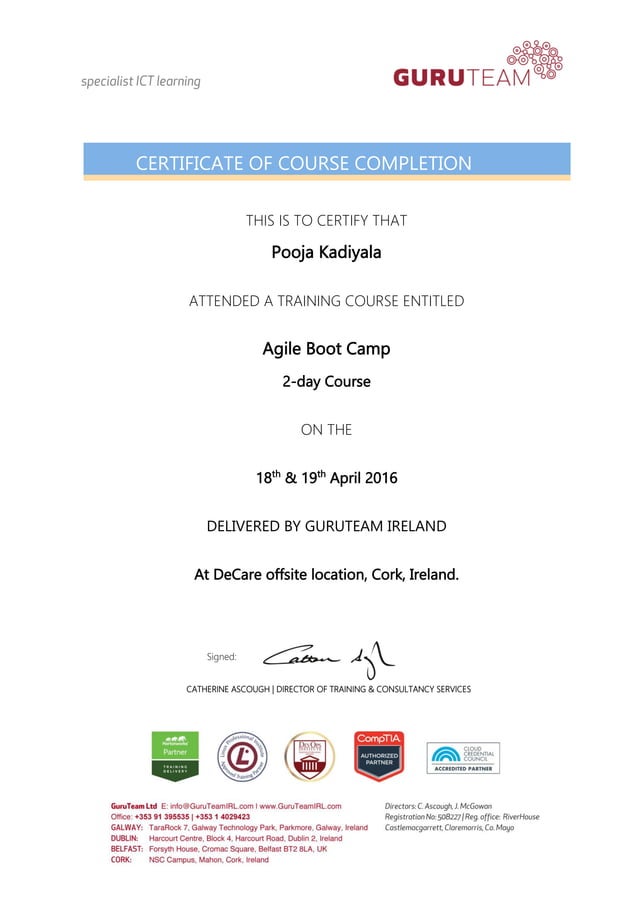 AGILE DeCareAPRIL2016 COMP_CERT | PDF