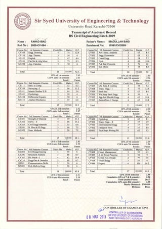SIR Syed Transcrip (page 1) | PDF