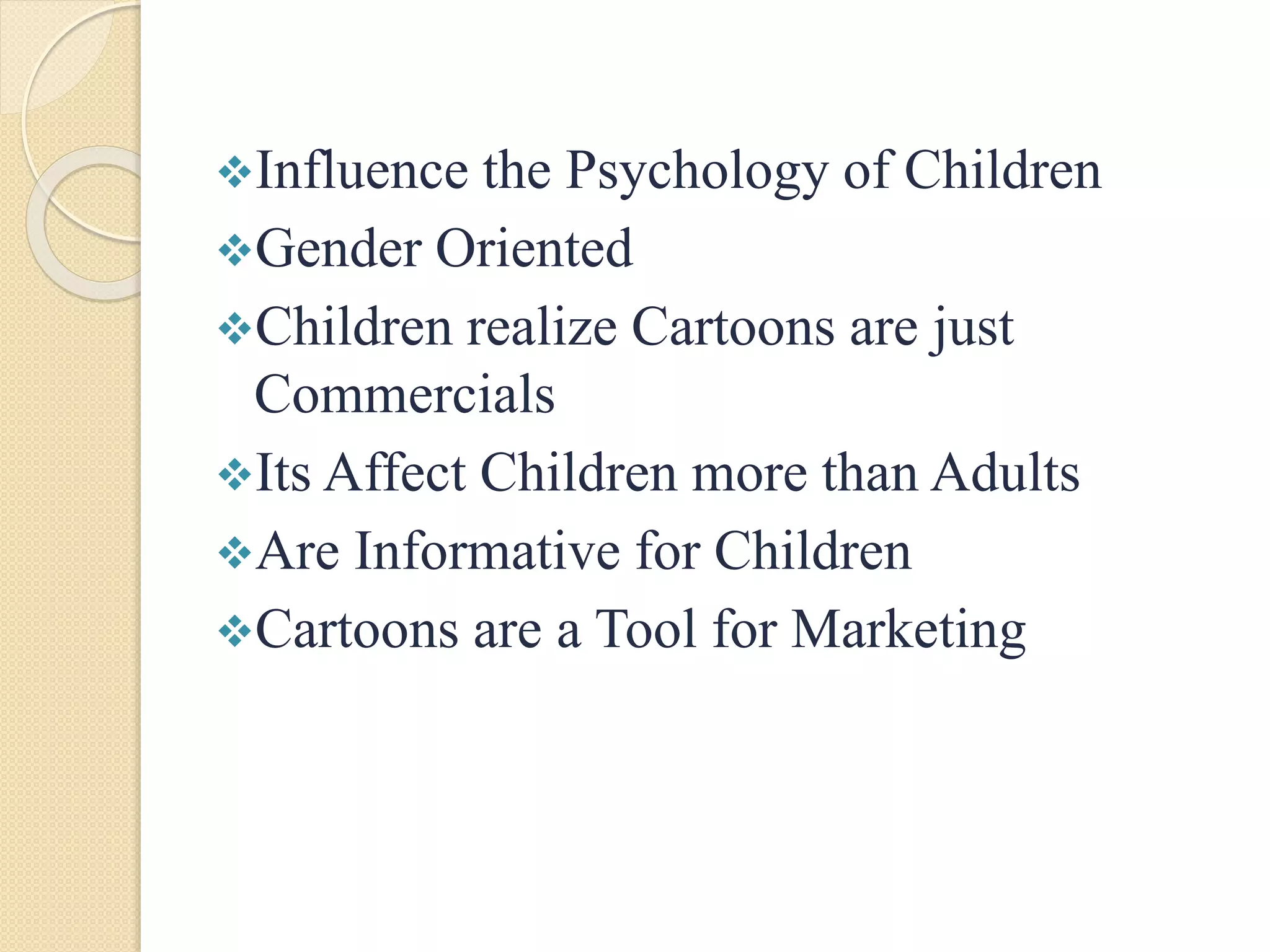 Presentation Effects of Cartoons on Children (Aisha, Bushra, Furqan) | PPT