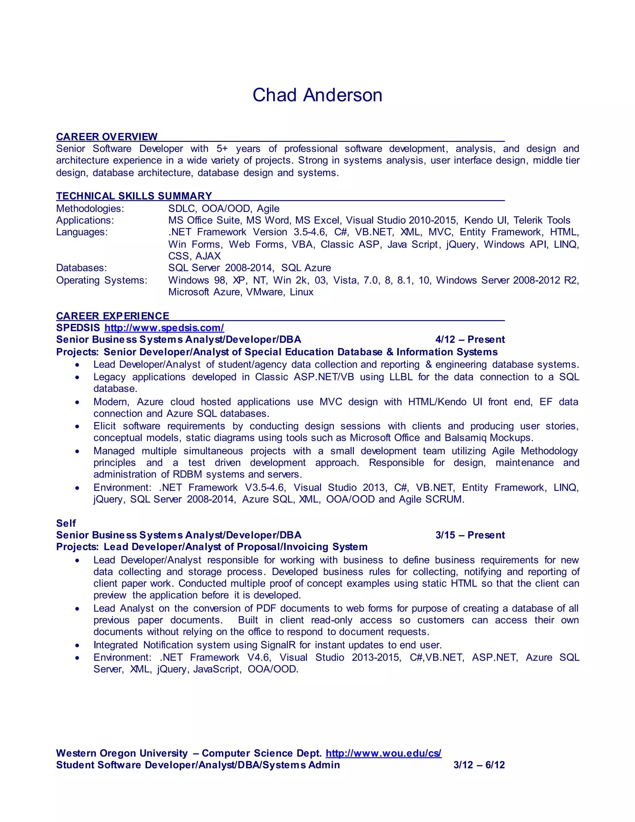 Chad Anderson Technical Resume | DOCX
