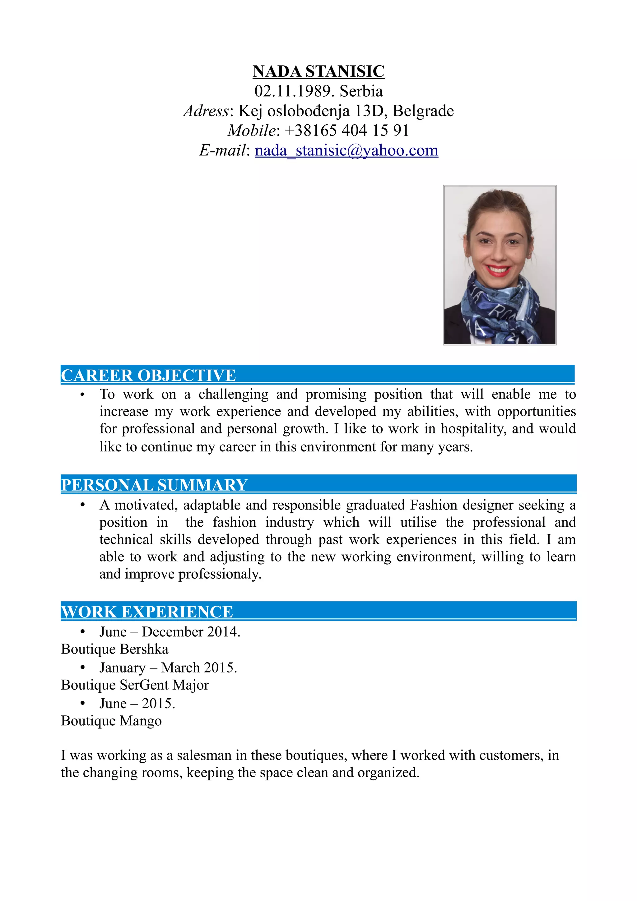 Nada_stanisic_cv (2) | PDF