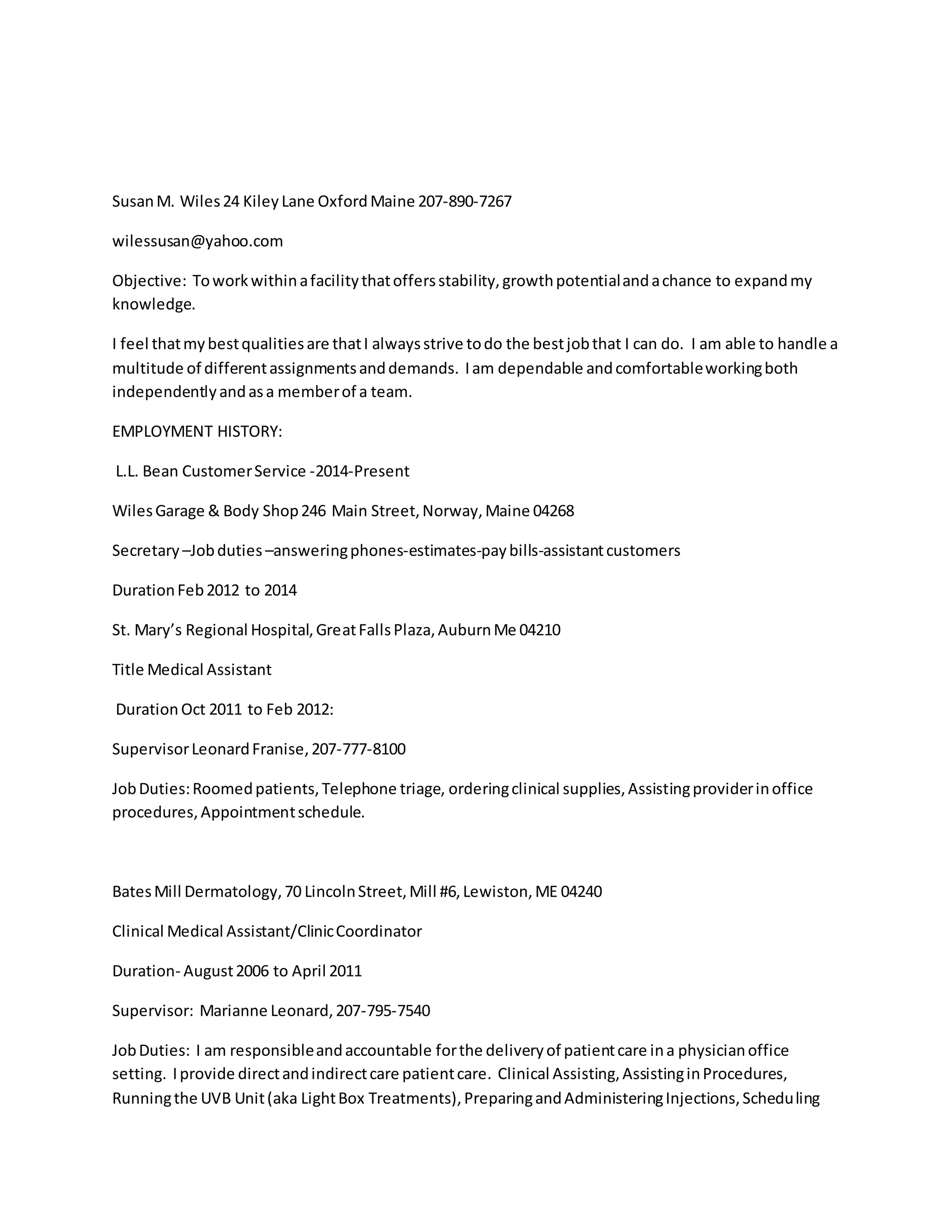 Susan M WILES RESUME | DOCX