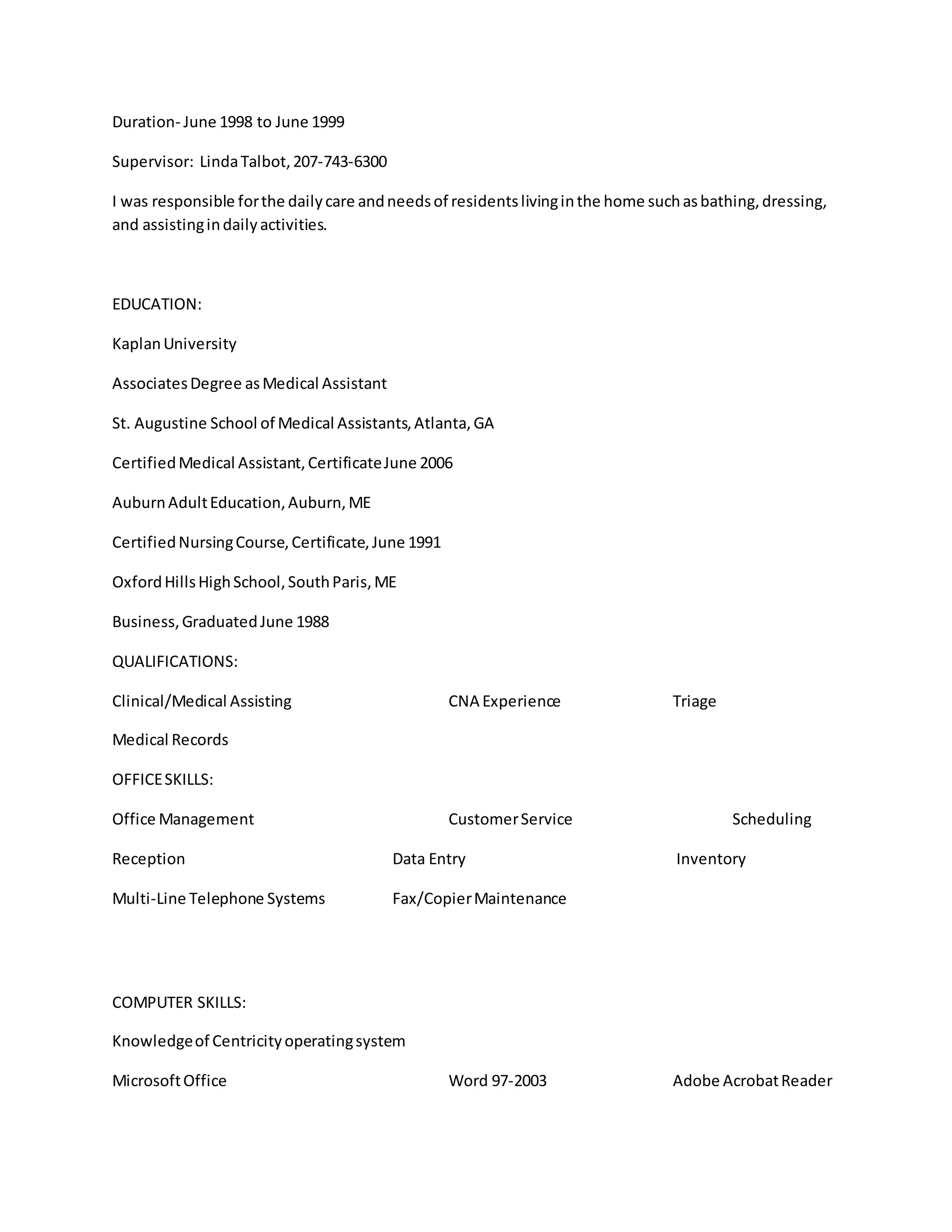 Susan M WILES RESUME | DOCX