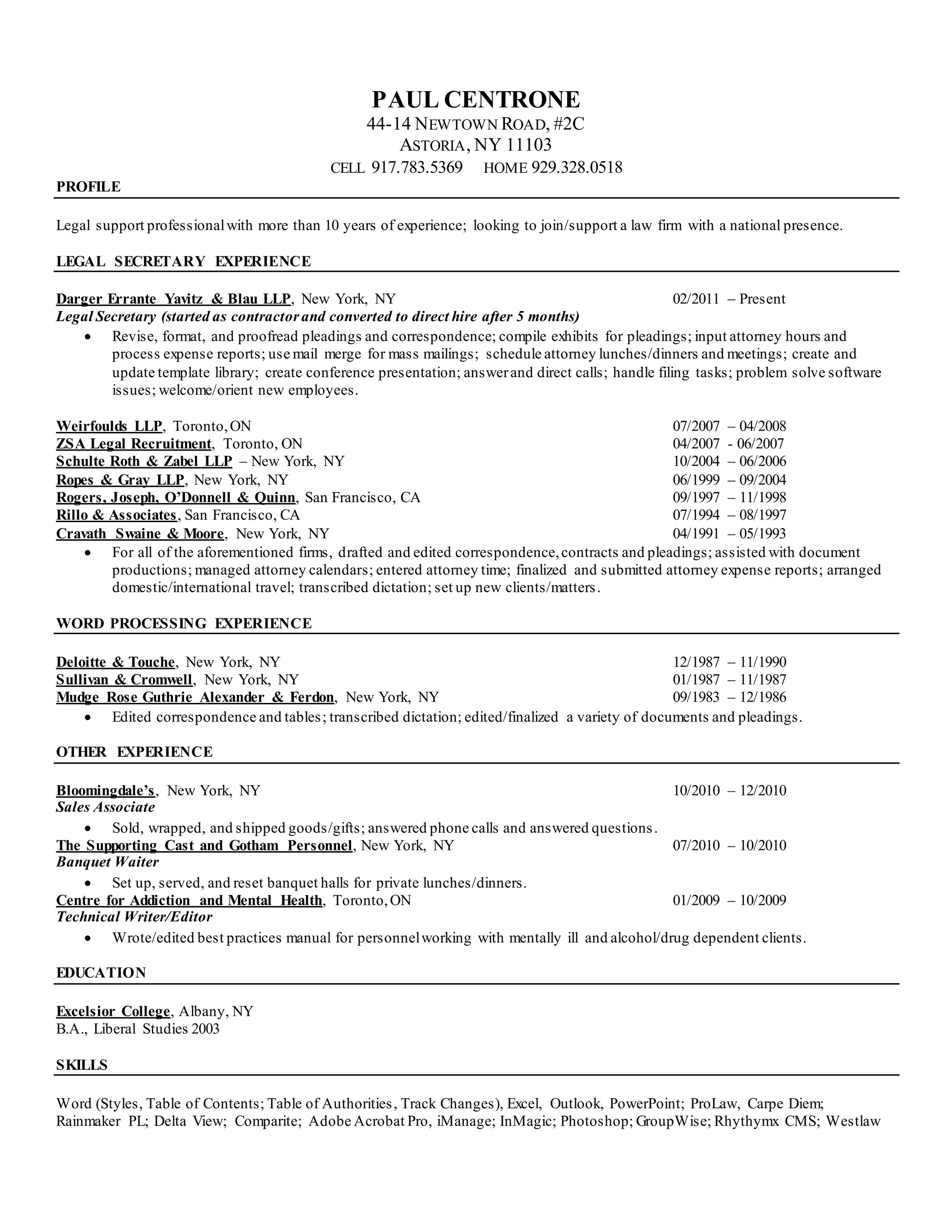 CENTRONE, PAUL - Resume | DOCX