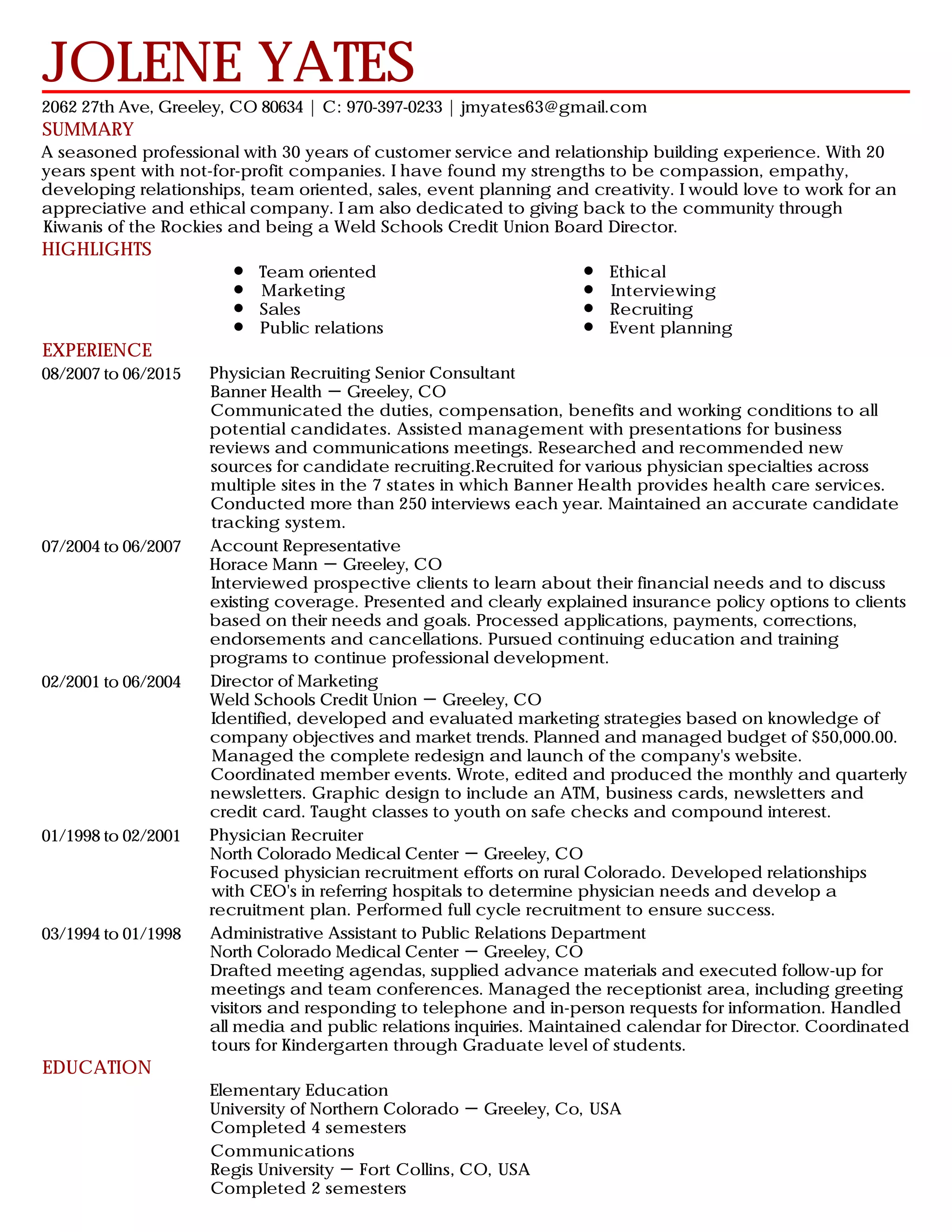 Jolene's Resume Now | PDF