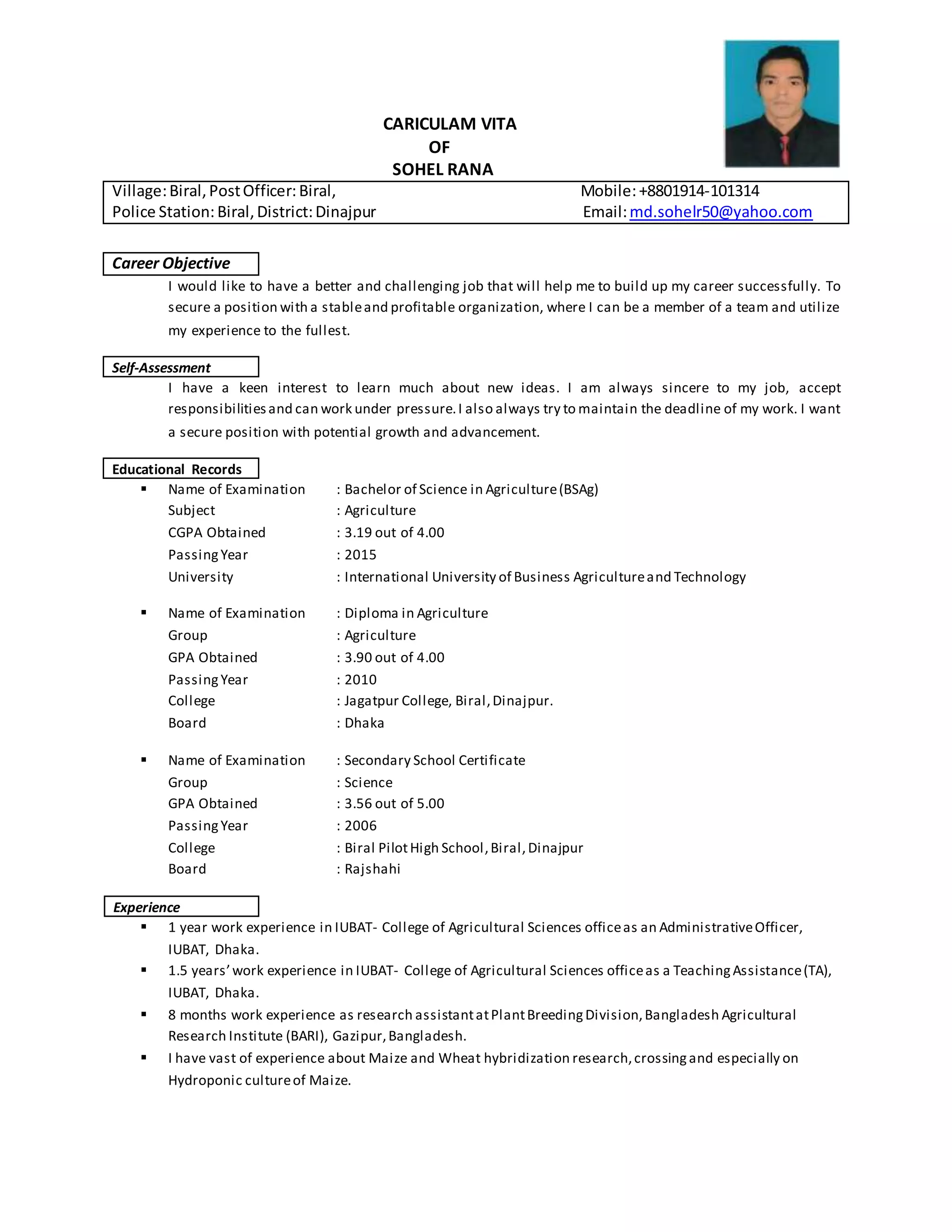 Md. Sohel Rana (CV) | PDF