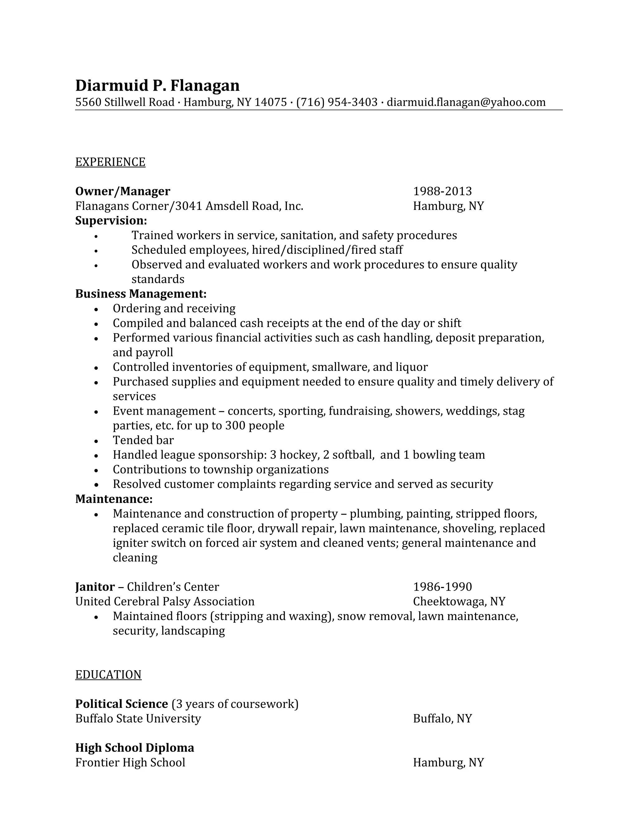 Flanagan, Diarmuid - resume 12-2013 | DOC