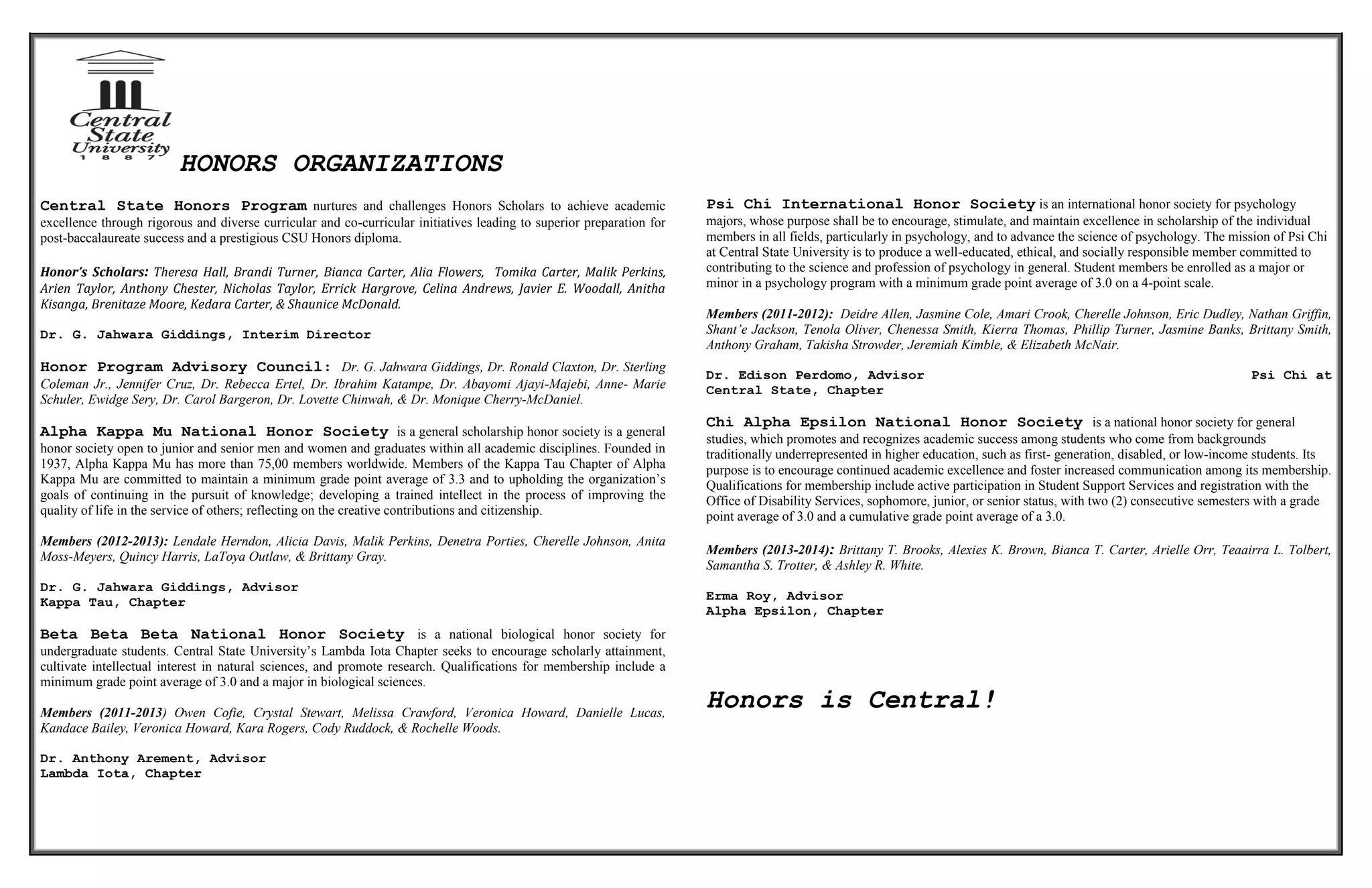 Central State Honors ProgramPoster1 | PDF