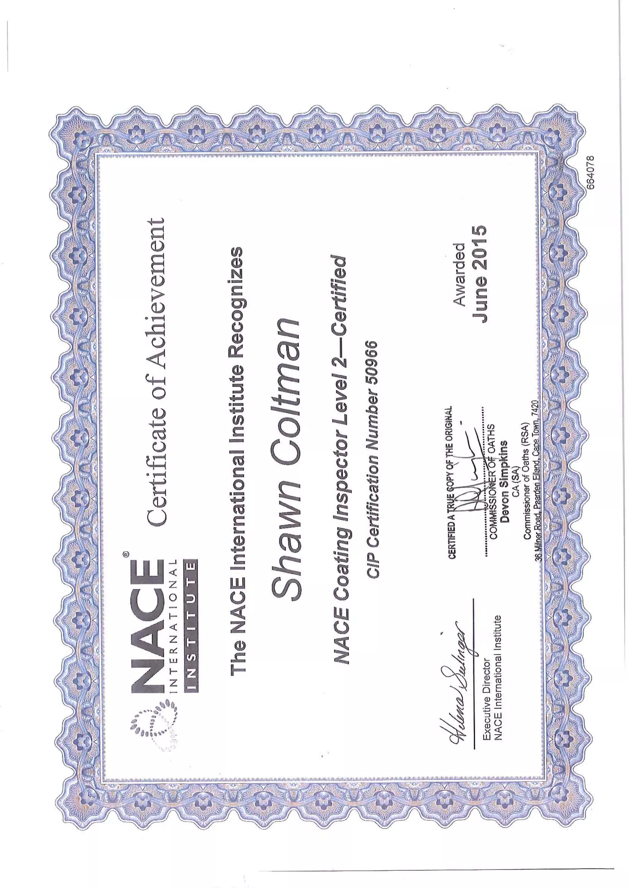NACE Coating Inspector Level 2 Certificate | PDF