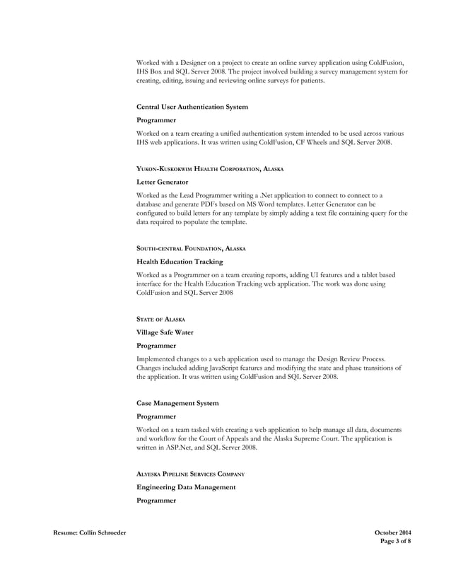 Resume Collin Schroeder Sr. | PDF